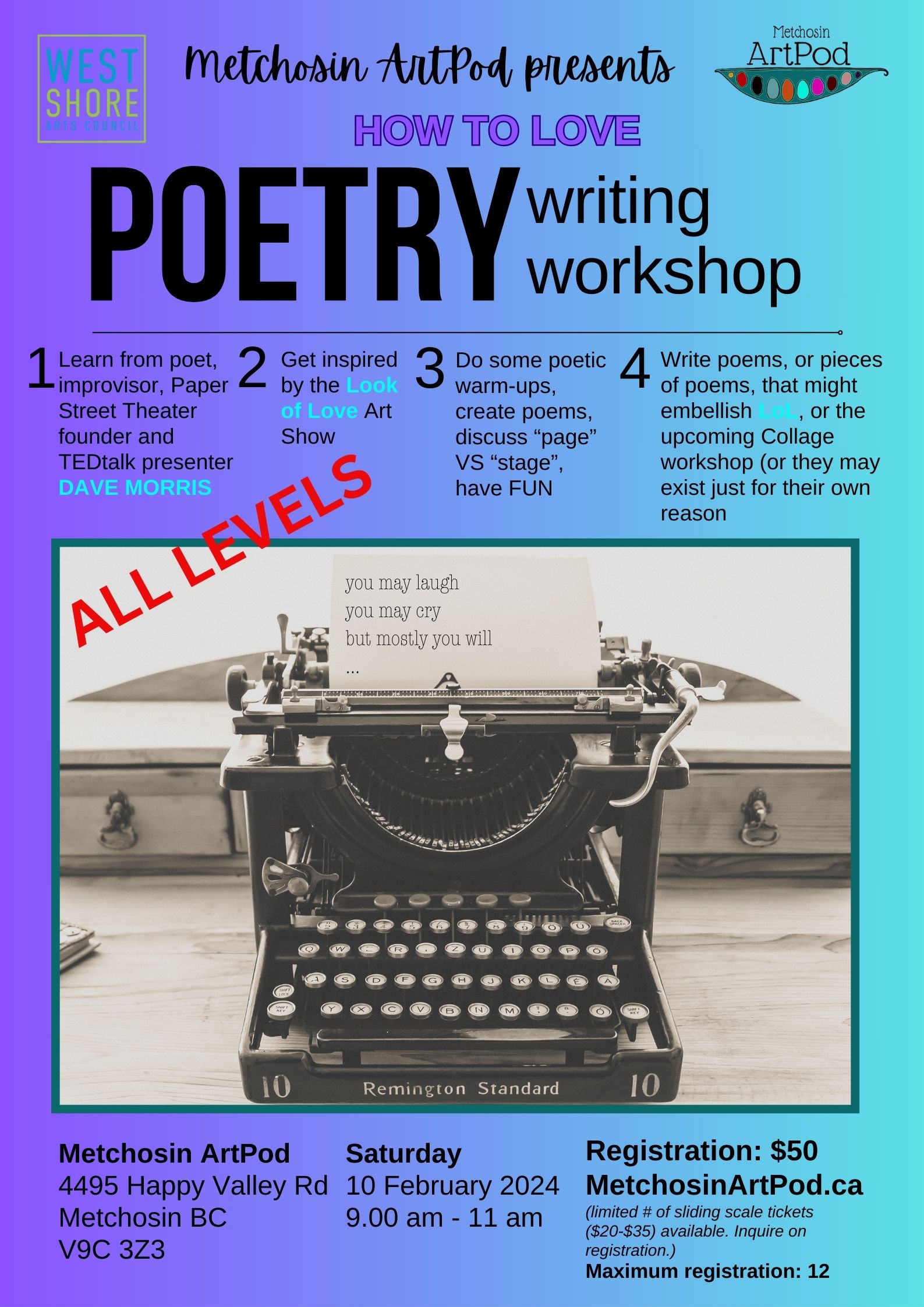 Poetry Writing Workshop, February 10, 2024